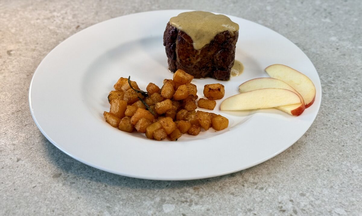 Pork tenderloin with apple–orange sauce | Carlo Florence chef